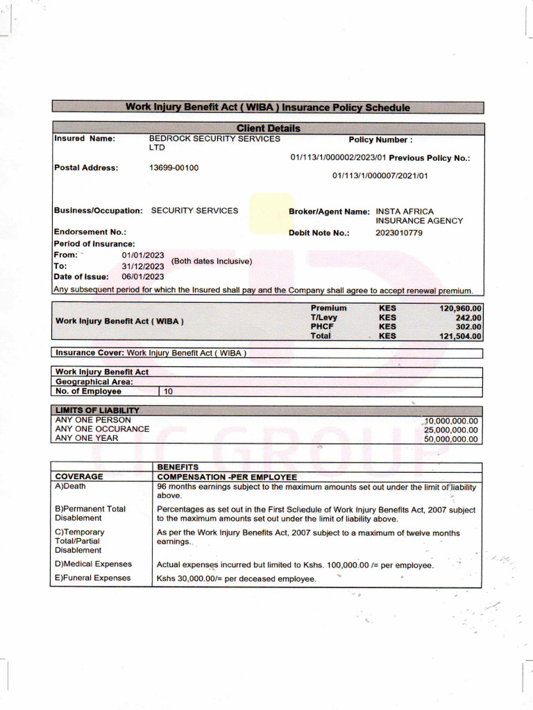 Bedrock Security Services Wiba Policy | PDF