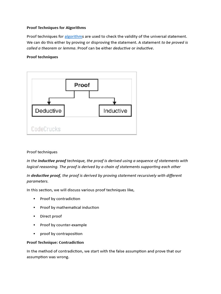 Essential Proof Techniques for Algorithms | PDF | Mathematical Proof ...