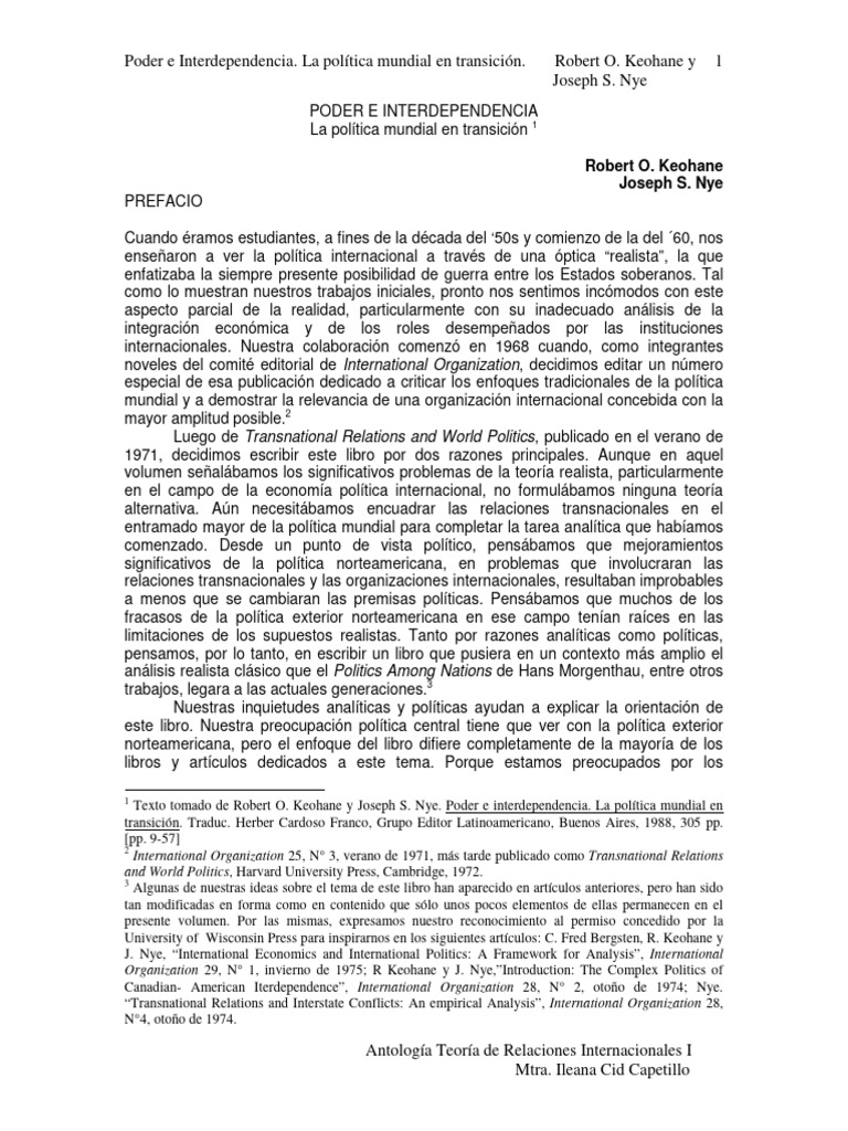 Poder e Interdependencia en Política Mundial | PDF | marxismo | Unión ...