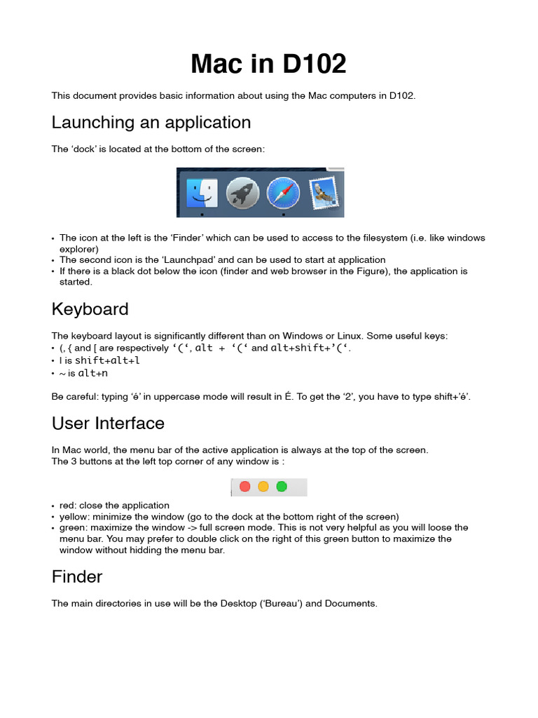 Mac in D102: Launching An Application | PDF