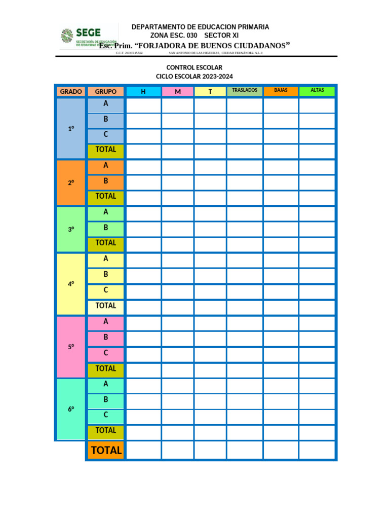 Control Escolar Libreta Formatos 23-24 Agosto | PDF