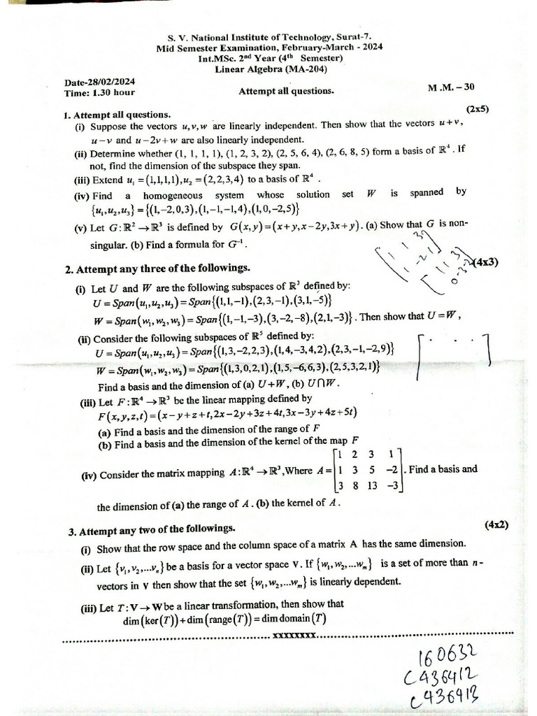 Sem4 Previous Year Midsem 2024 | PDF