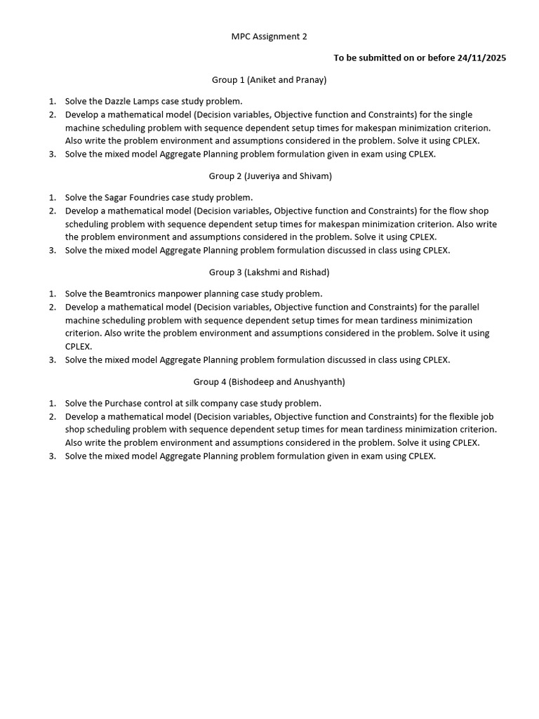 MPC Assignment 2 | PDF