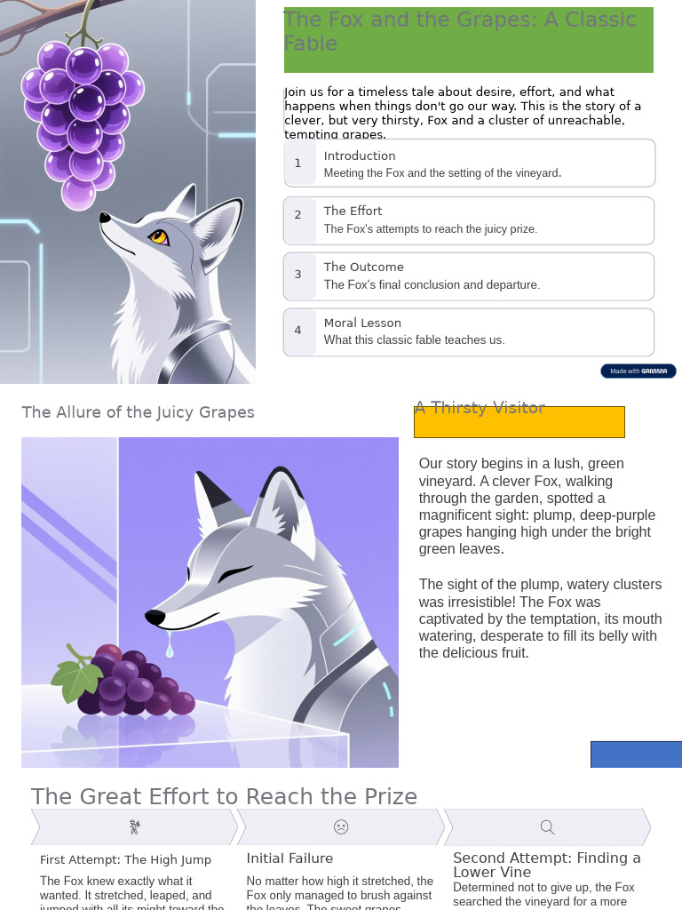 The Fox and The Grapes A Classic Fable 1 | PDF