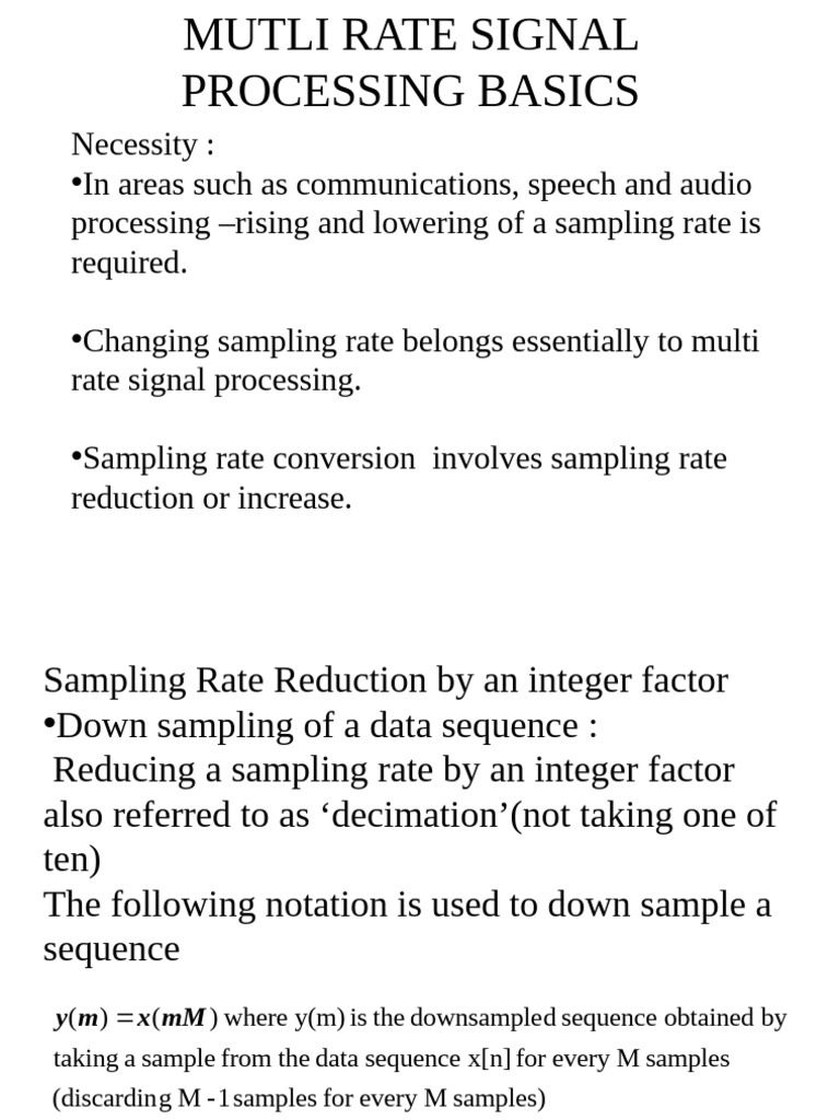 Unit 5 - Multirate Signal Processing | PDF | Sampling (Signal Processing) | Telecommunications ...