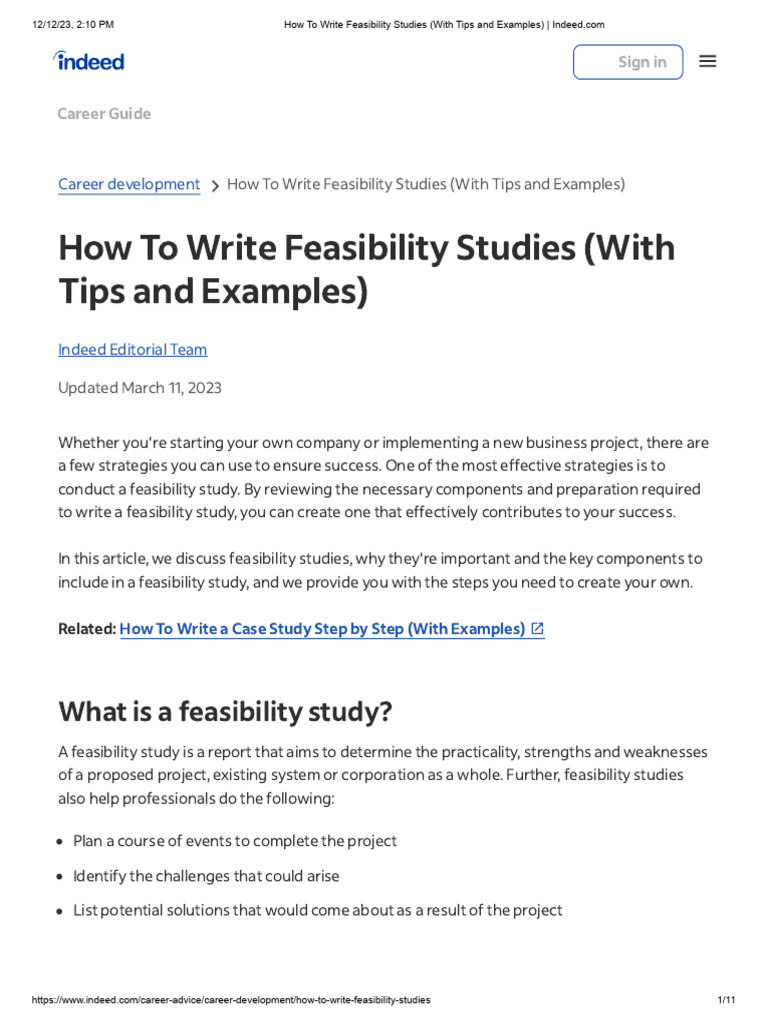 How To Write Feasibility Studies (With Tips and Examples) | PDF ...