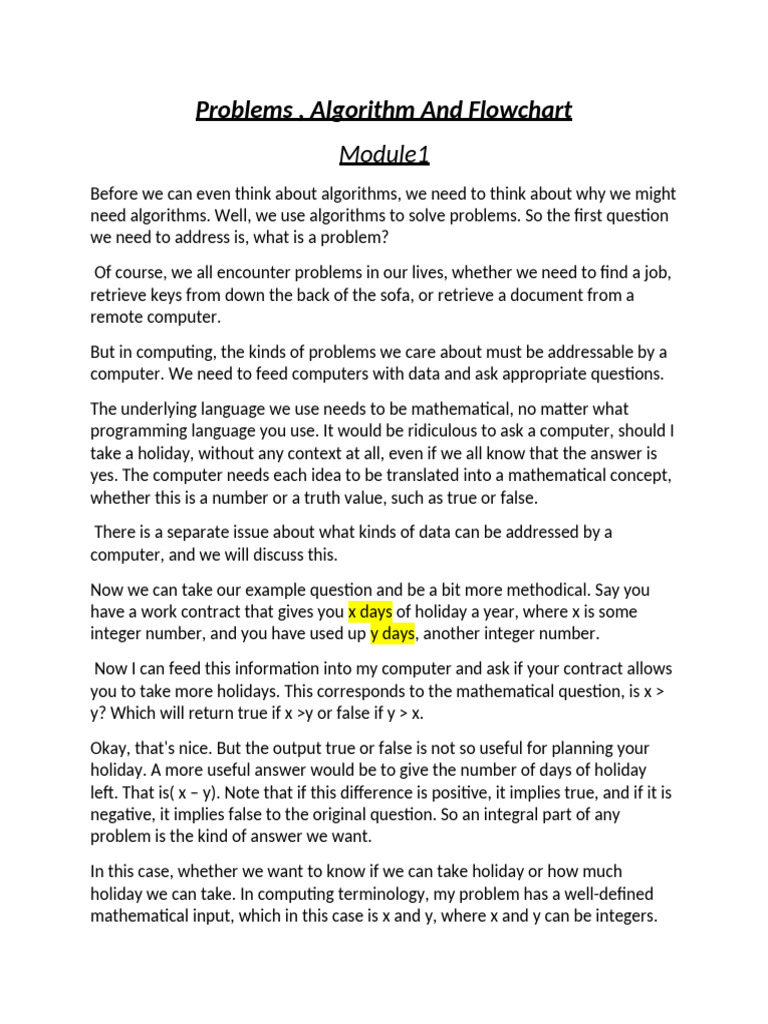 Problems, Flowchart and algorithm | PDF | Numbers | Algorithms