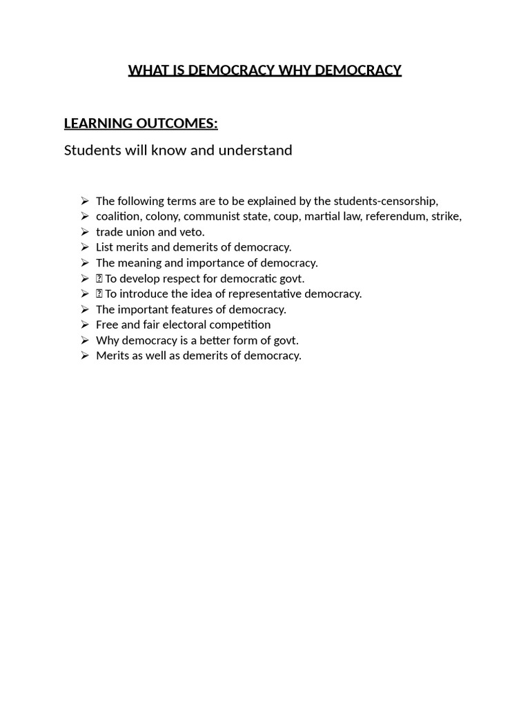 Understanding Democracy: Key Concepts and Features | PDF