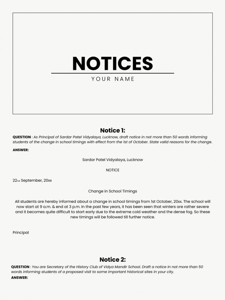 Notices English Project File | PDF
