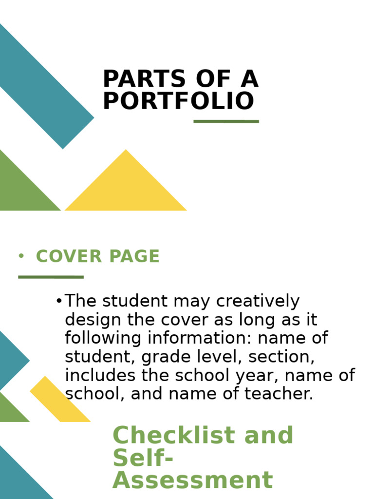 Parts of Portfolio in Culminating Activity | PDF
