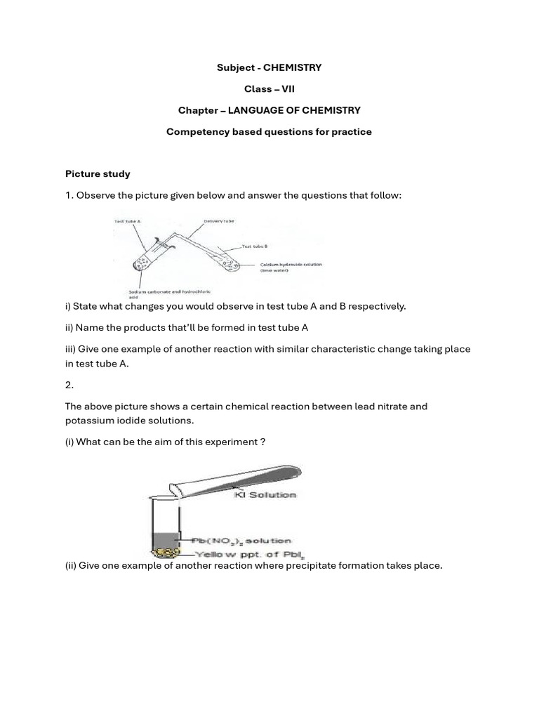 Vii - Language of Chemistry - CFQ | PDF | Chemical Reactions ...