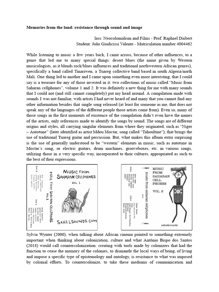 Memories From The Land - Resistance Through Sound and Image | PDF