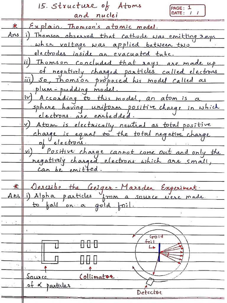 Structure of Atoms and Nuclei - Vision Academy | PDF