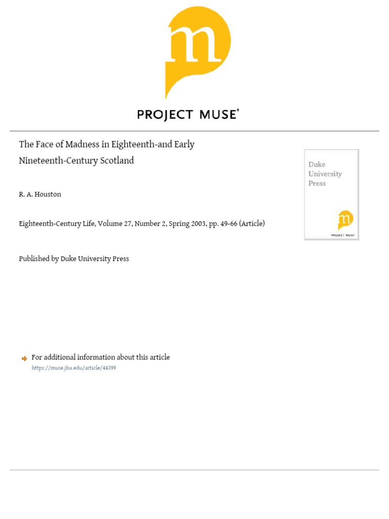 Houston, R A (Author) - The Face of Madness in Eighteenth-And Early ...