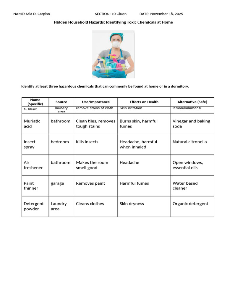 ACTIVITY - Identifying Toxic Chemicals at Home | PDF