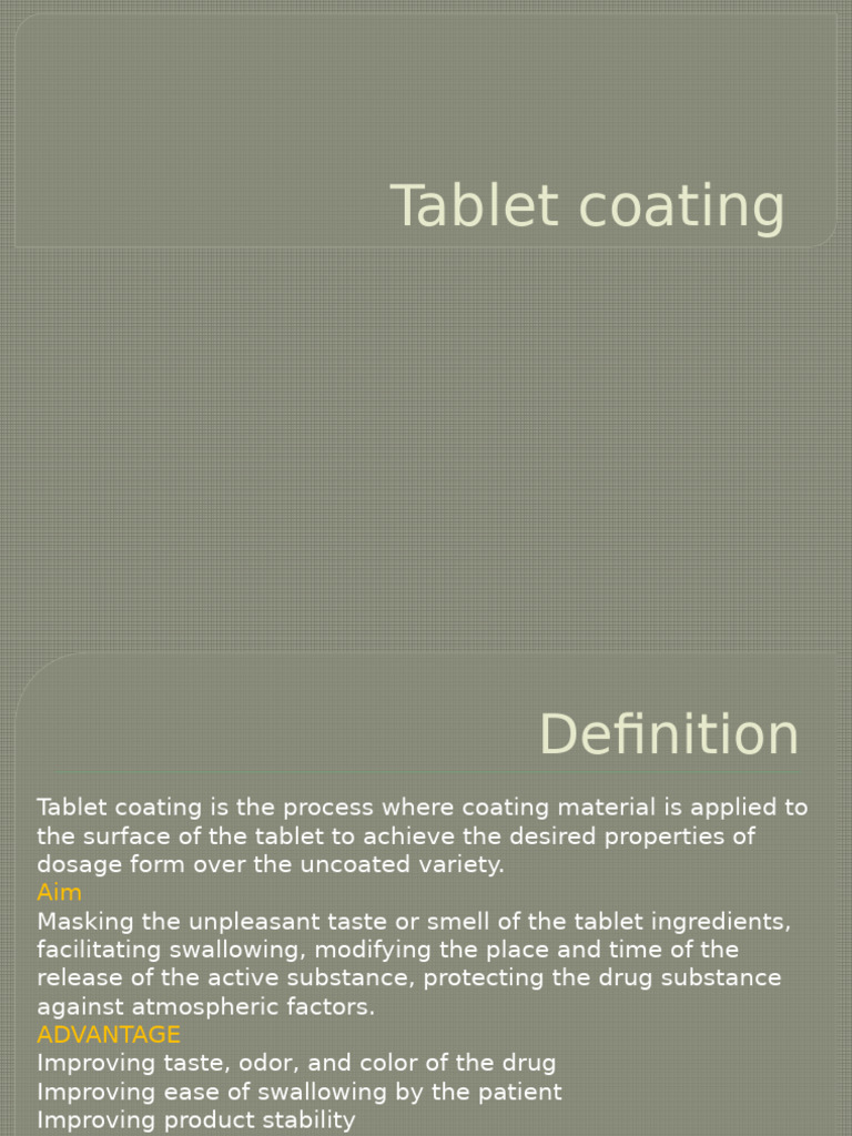 Tablet Coating A | PDF | Tablet (Pharmacy) | Polymers