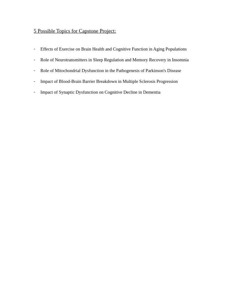 5 Topics For Capstone Project - Haya S | PDF