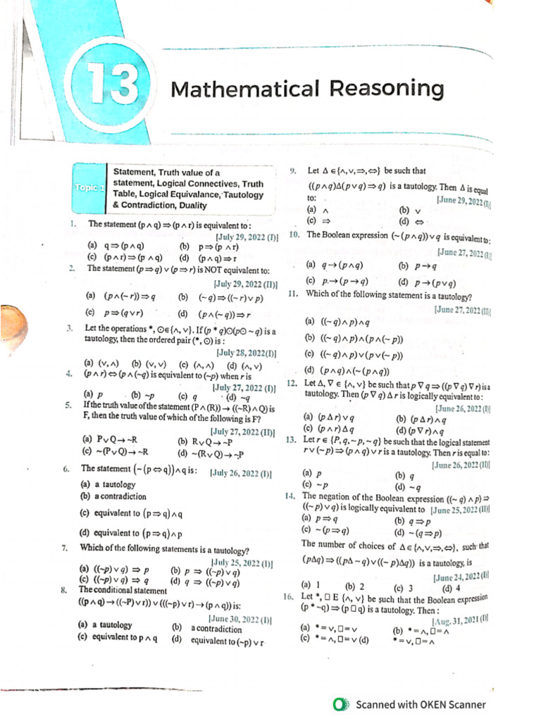 Mathematical Reasoning Pdf