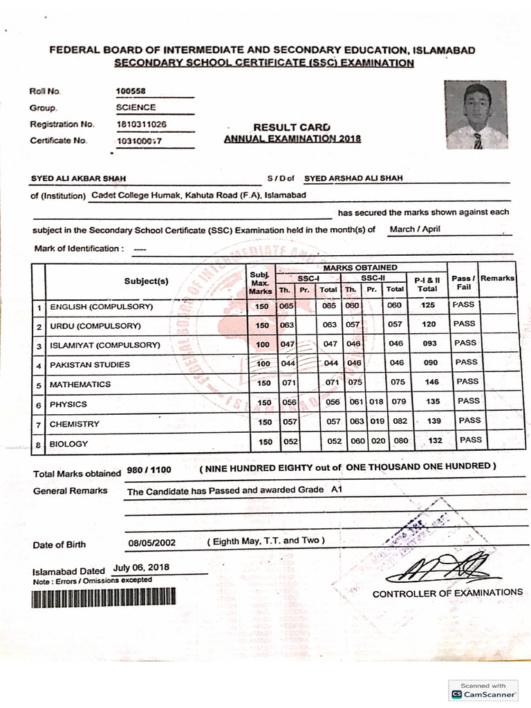 SSC Marksheet | PDF