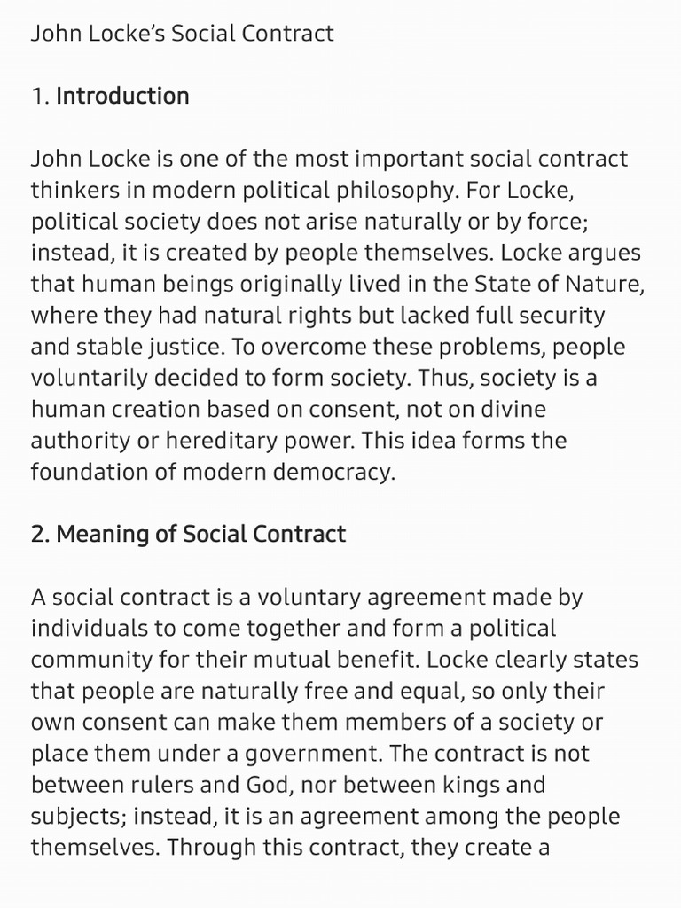 John Locke Social Contract | PDF