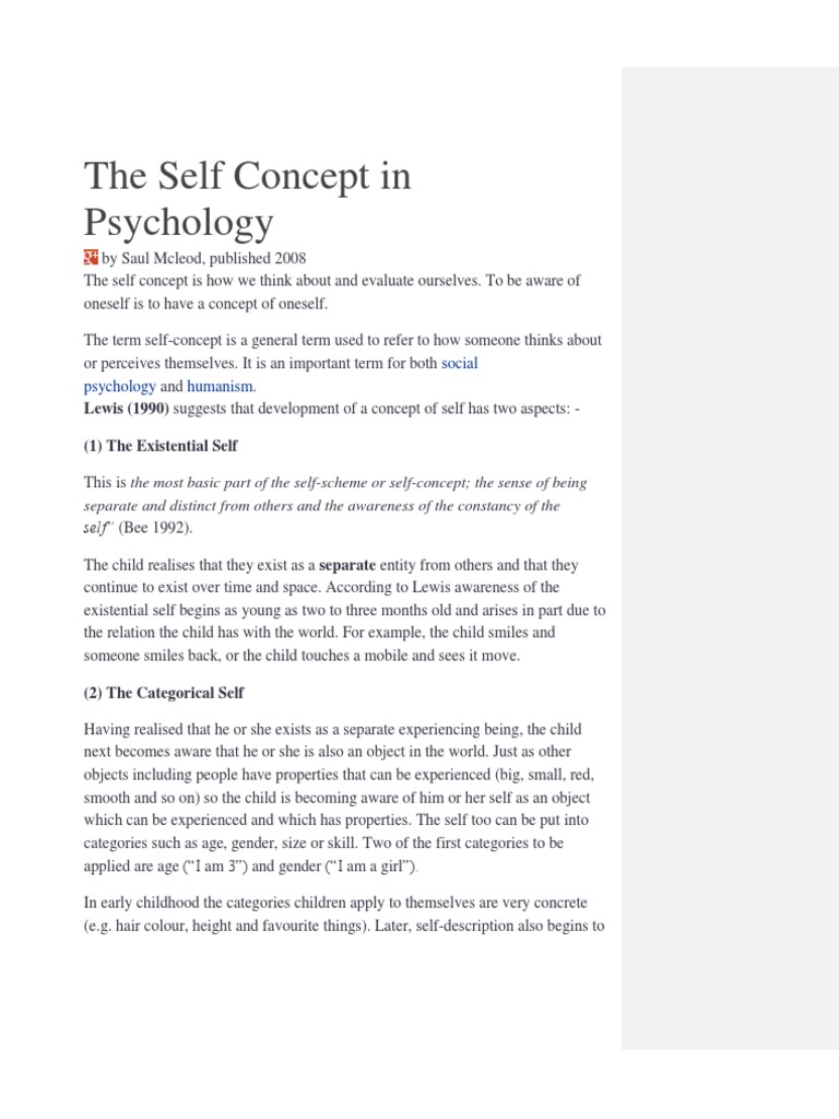 Understanding Self-Concept in Psychology | PDF | Self Esteem | Self Concept