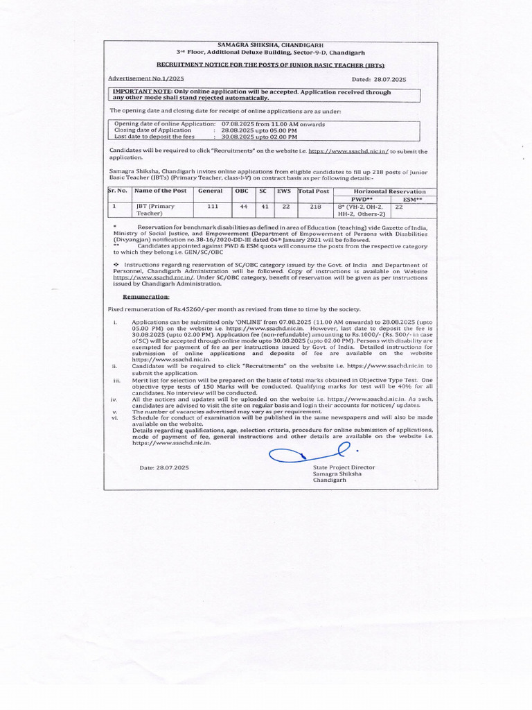 JBT Advertisment 2025 | PDF