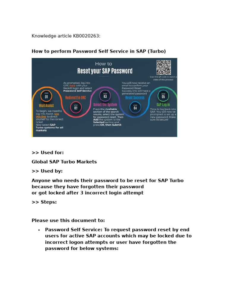 Knowledge Resset Password SAP | PDF | Password | Login