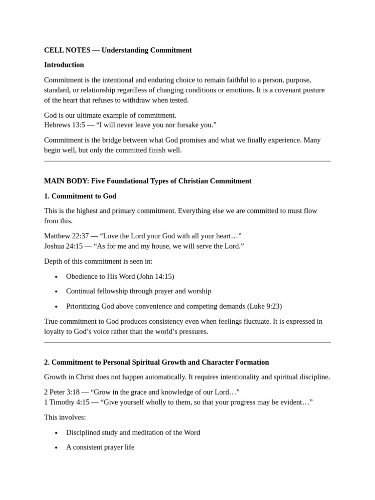 Understanding Commitment | PDF | God | Prayer