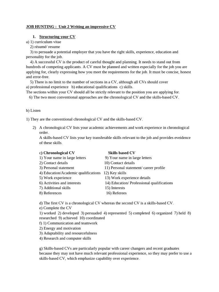 Crafting an Effective CV Guide | PDF | Résumé