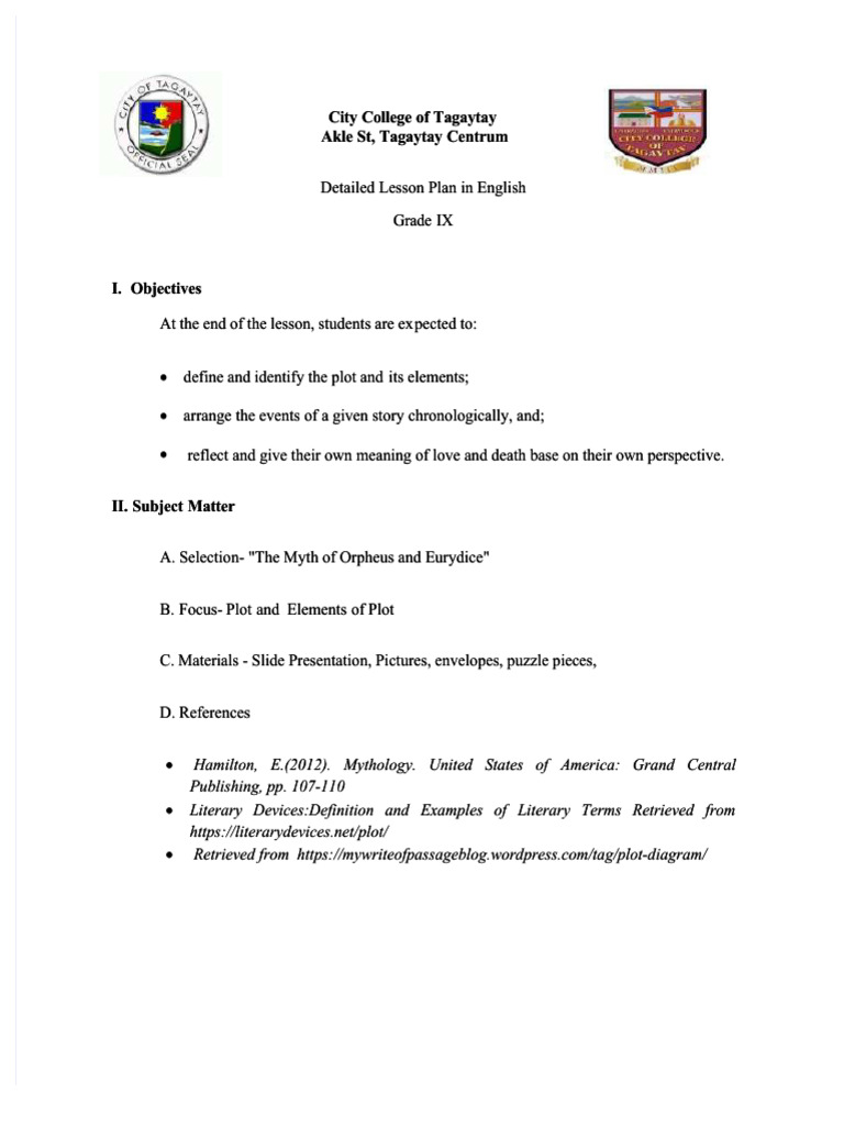 Grade IX English Lesson Plan: Orpheus | PDF | Orpheus | Hades