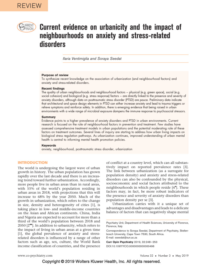 Current Evidence On Urbanicity and The Impact Of.17 | PDF | Mental ...