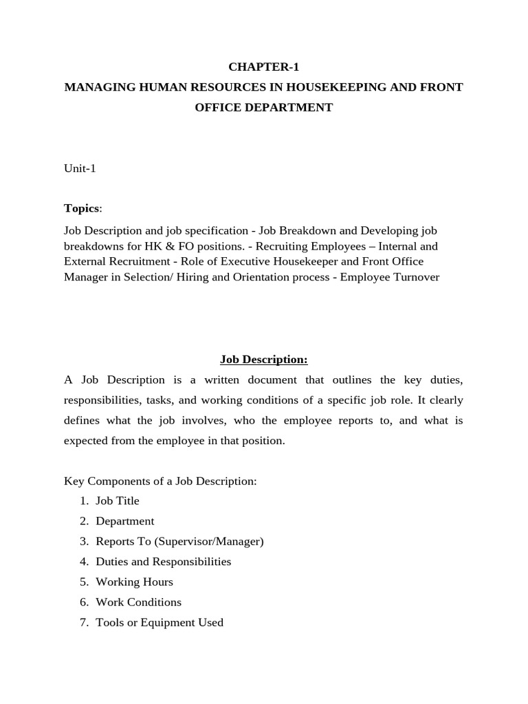HR Management in Housekeeping & Front Office | PDF | Recruitment ...