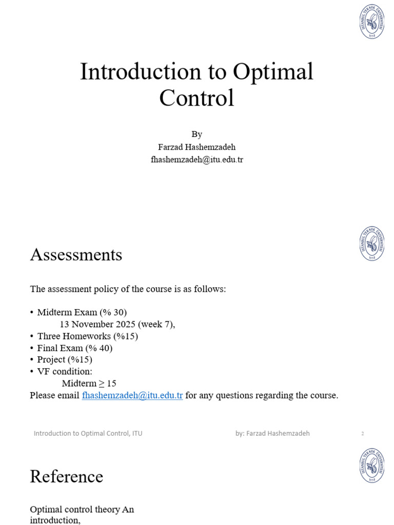 Introduction to Optimal Control (Session #1) | PDF | Optimal Control | Calculus Of Variations