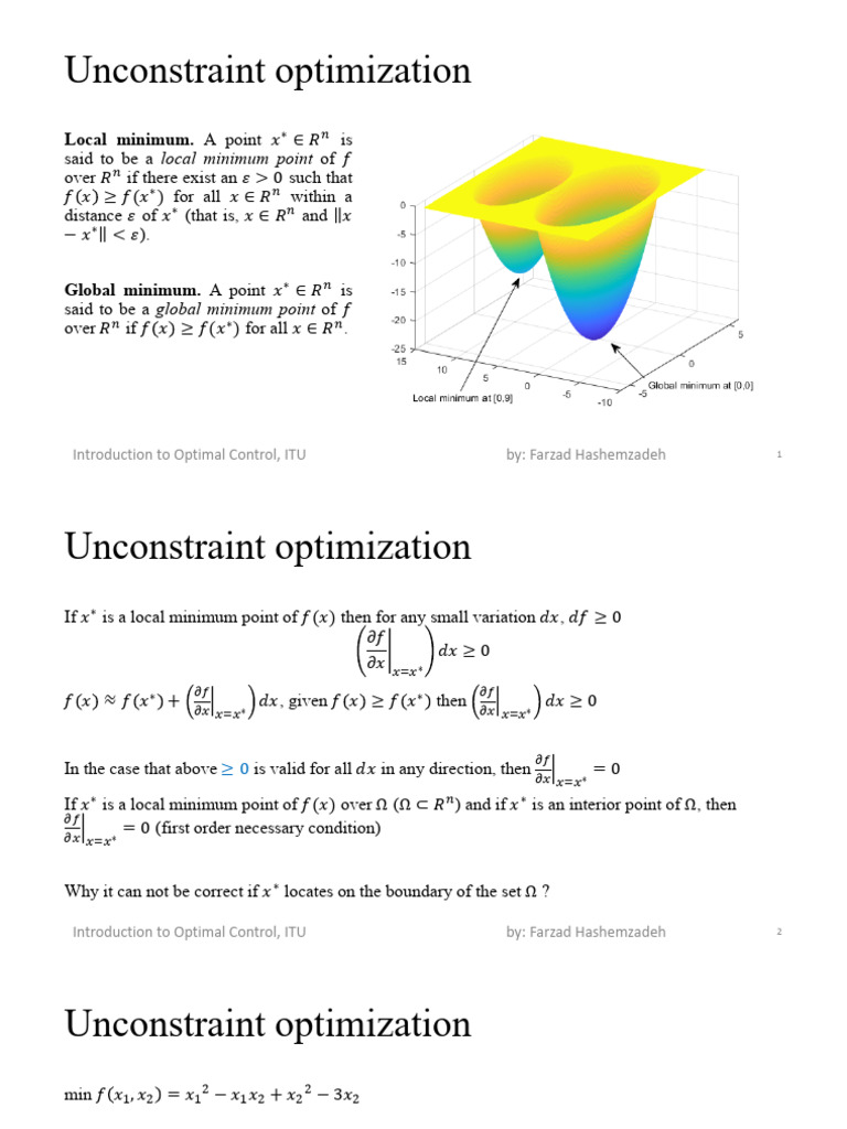 Introduction To Optimal Control (Session #4) | PDF | Mathematical ...