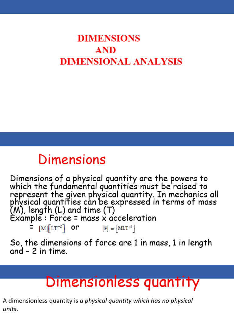 Phy 111 Lecture 2 Dimension and Dimensional Analysis - 100l | PDF ...