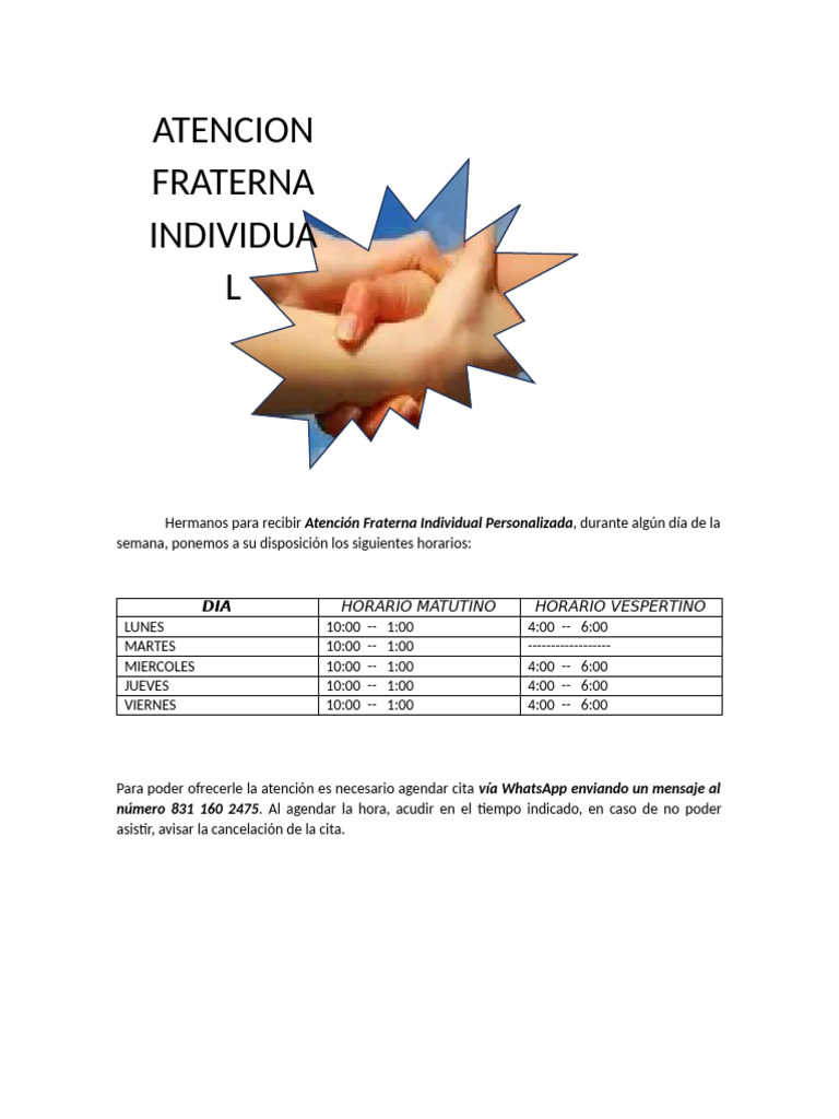 Atención Fraterna Individual Personalizada | PDF
