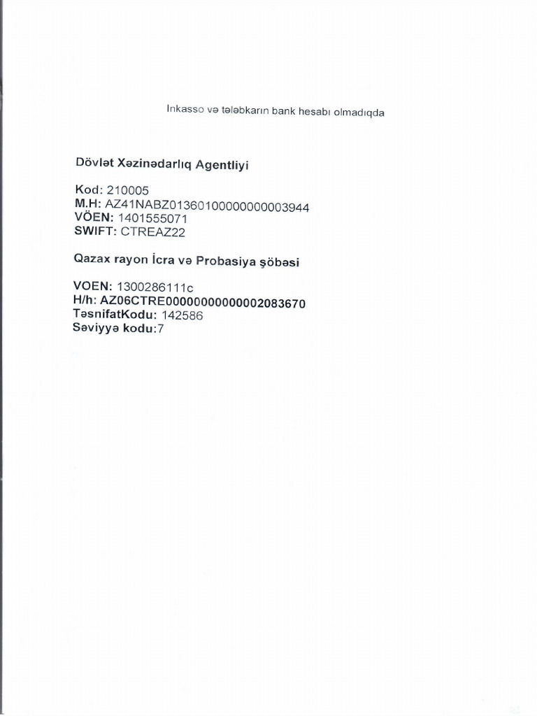 Depozit Hesabı, Inkasso Bank Olmayanda | PDF