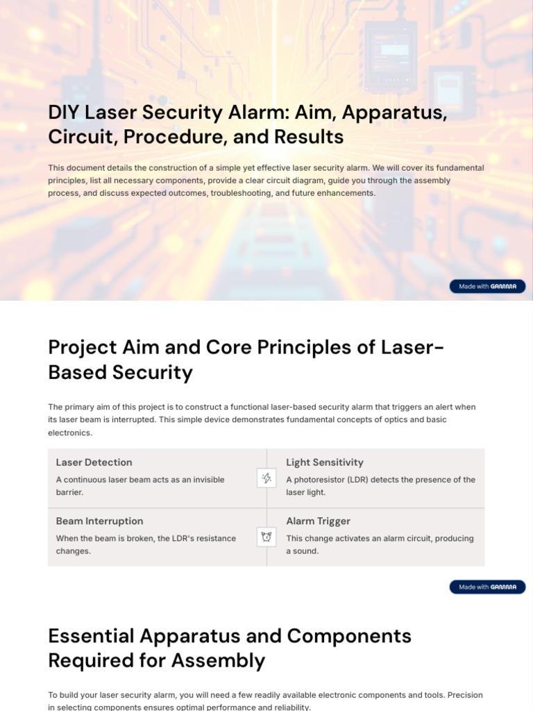 DIY Laser Security Alarm Aim Apparatus Circuit Procedure and Results ...