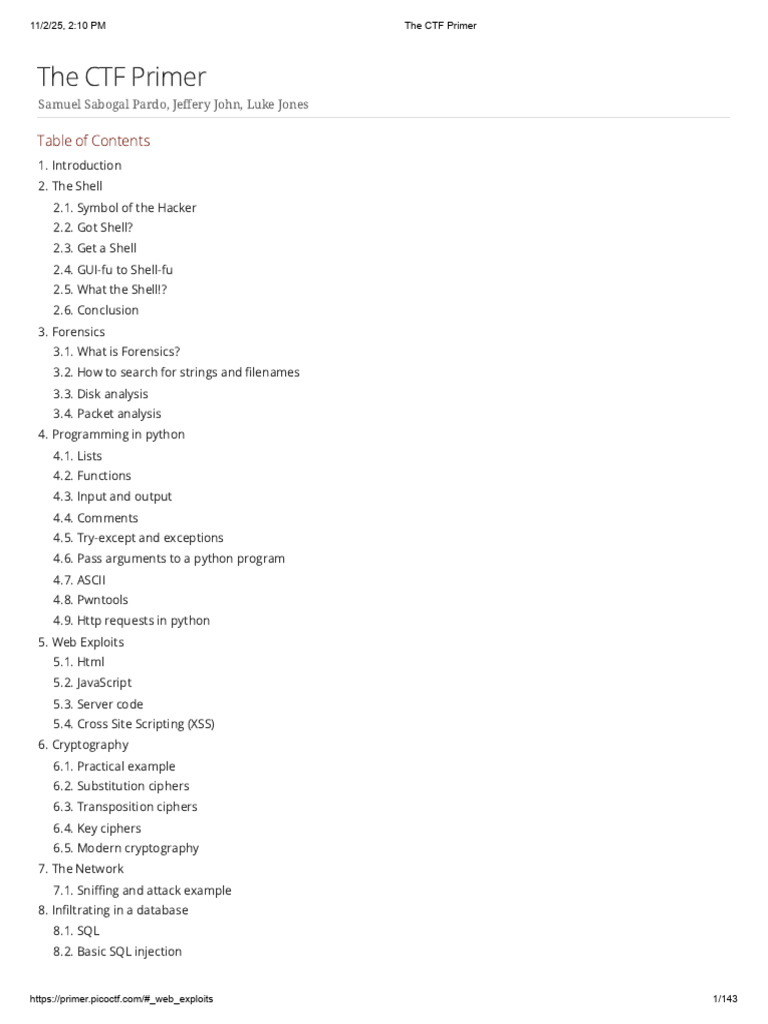 The CTF Primer - Table of Contents | PDF | Python (Programming Language ...