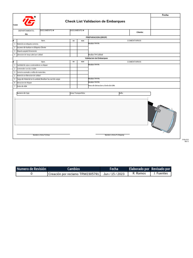 Check List (Camioncito) Validacion de Embarques | PDF