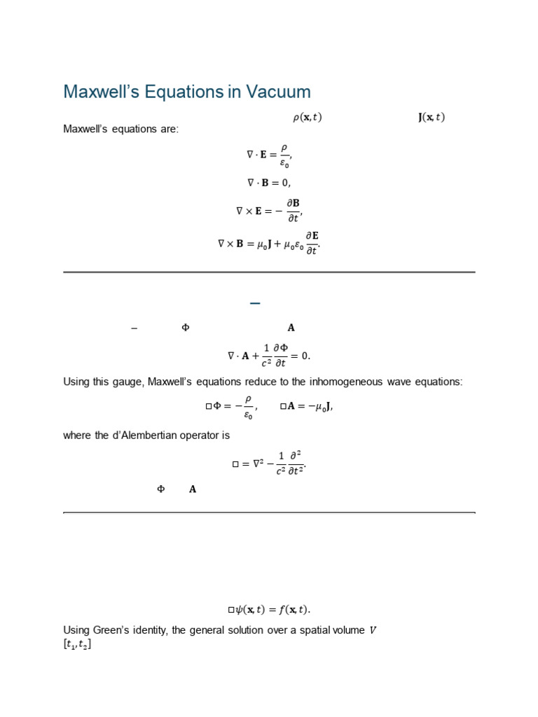 Maxwell's Equations and Green Functions | PDF | Wave Equation | Maxwell ...