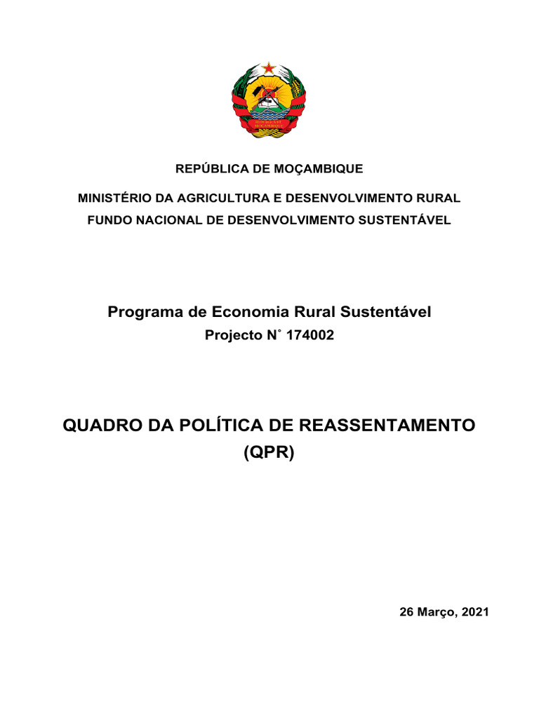 Resettlement Framework Sustainable Rural Economy Program P174002 | PDF | Conservation Biology ...