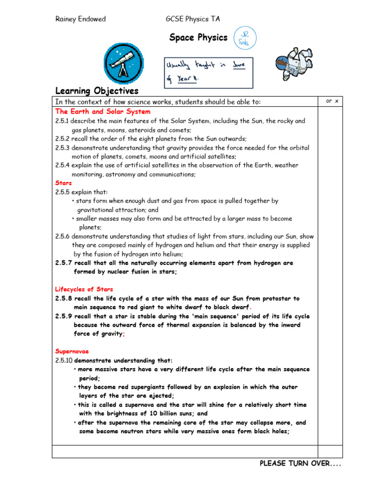GCSE Space Physics Overview | PDF | Stars | Solar System