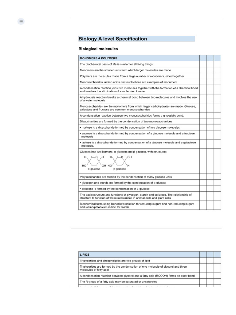 Biology A Level Spec | PDF