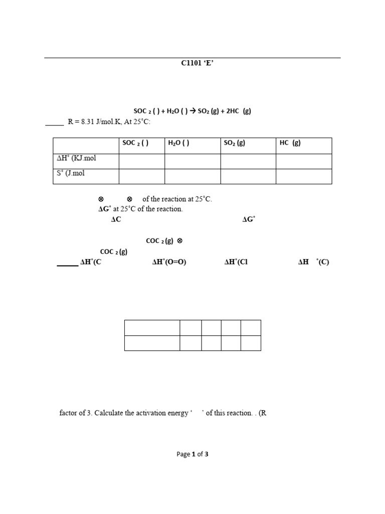 C1101 2017 Final | PDF | Reaction Rate Constant | Chemical Reactions