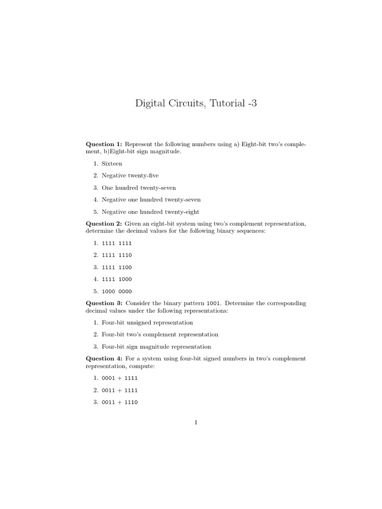 Digital - Circuits Tutorial 3 | PDF