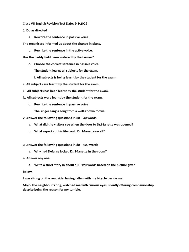 Revision Class VII March 5 | PDF