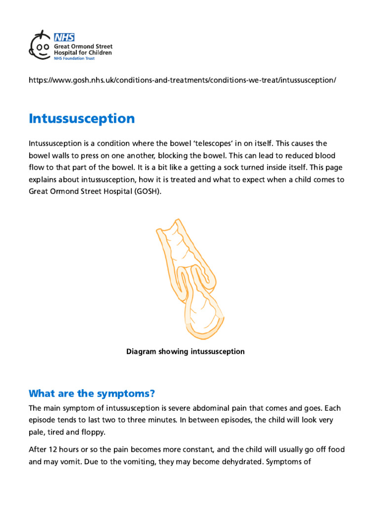 Intussusception - Great Ormond Street Hospital | PDF | Surgery ...