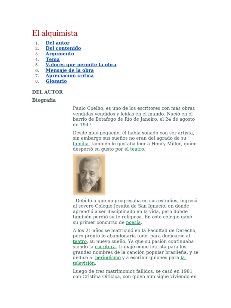 Análisis de "El Alquimista" de Coelho | PDF