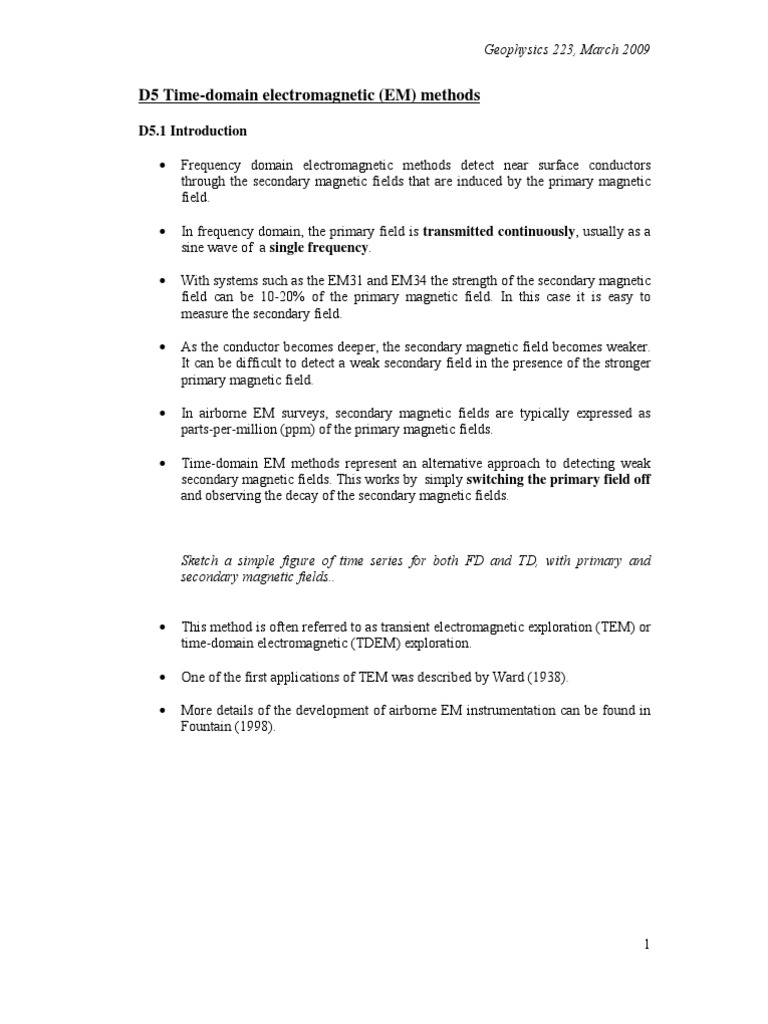 Time Domain Electromagnetic Methods | PDF | Magnetic Field | Electromagnetic Radiation